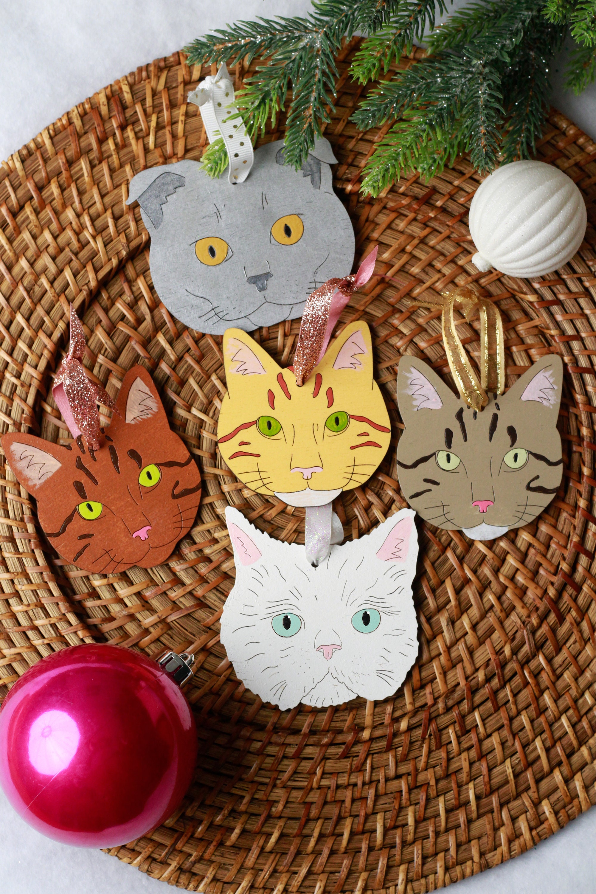 Grey Tabby Cat Ornament, Tabby Kitten Christmas Tree Ornament, Orange ...
