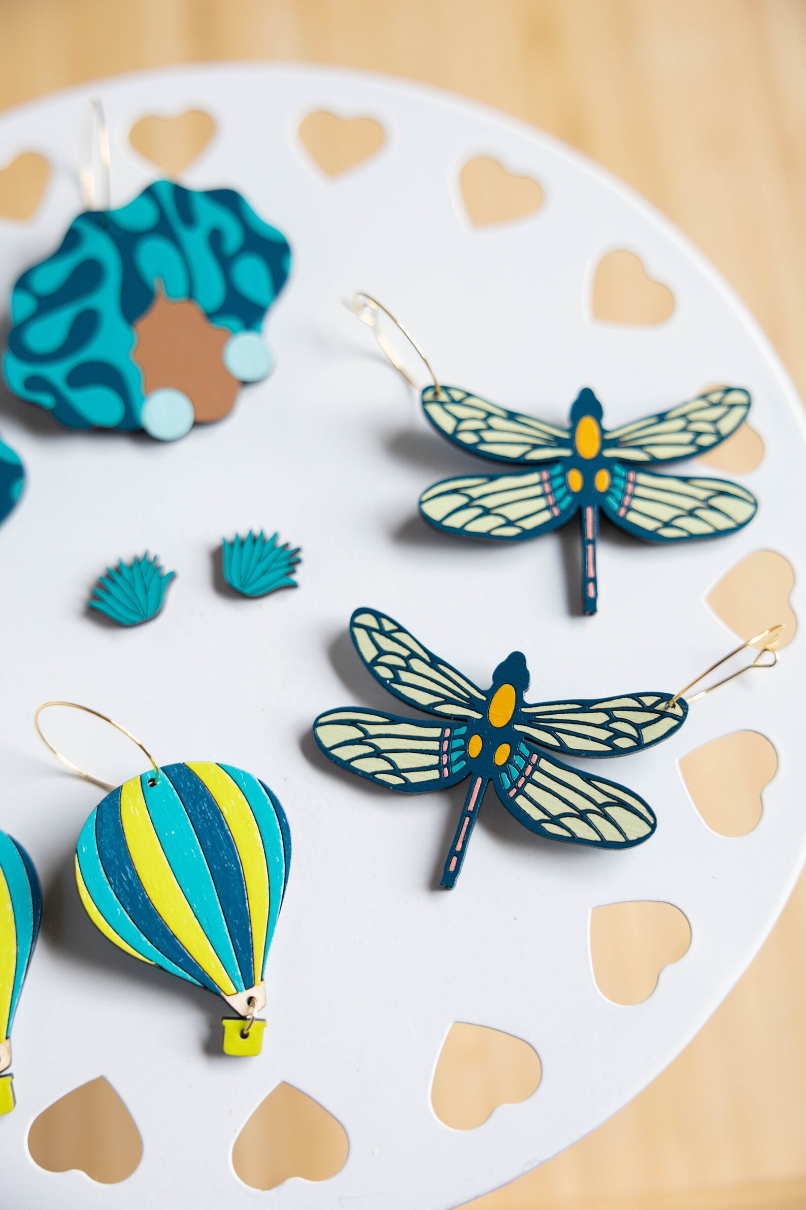 Dragonfly Hoop Earrings Hand Painted Wooden Dragonfly Hoops - Etsy
