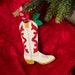 Holly Cowboy Boot Ornament Cowgirl Boot Hand-painted Wood - Etsy