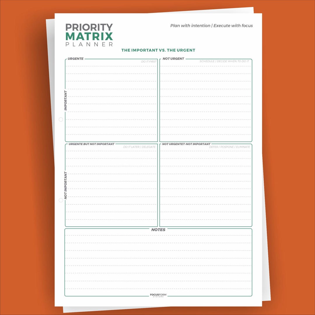 Priority Matrix Printable – Eisenhower Matrix Planner - Etsy