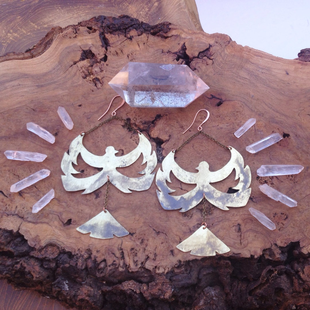 Phoenix Rising Exotic Metal Statement Earrings - Etsy