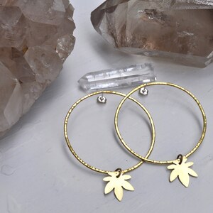 Ganja Baby Hammered Hoop / Stud Earrings With Tiny Cannabis - Etsy