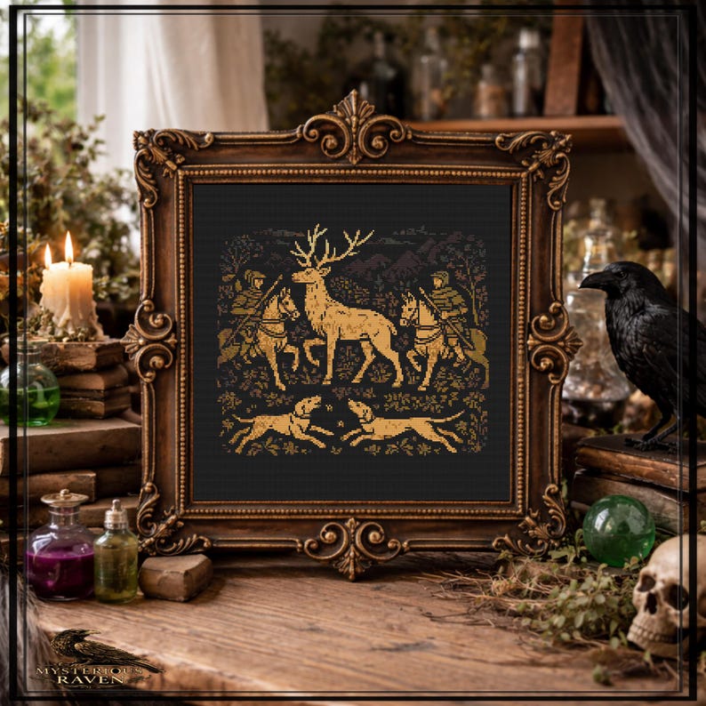 Medieval Hunt Cross Stitch Pattern, Stag Scene Embroidery PDF - Etsy UK