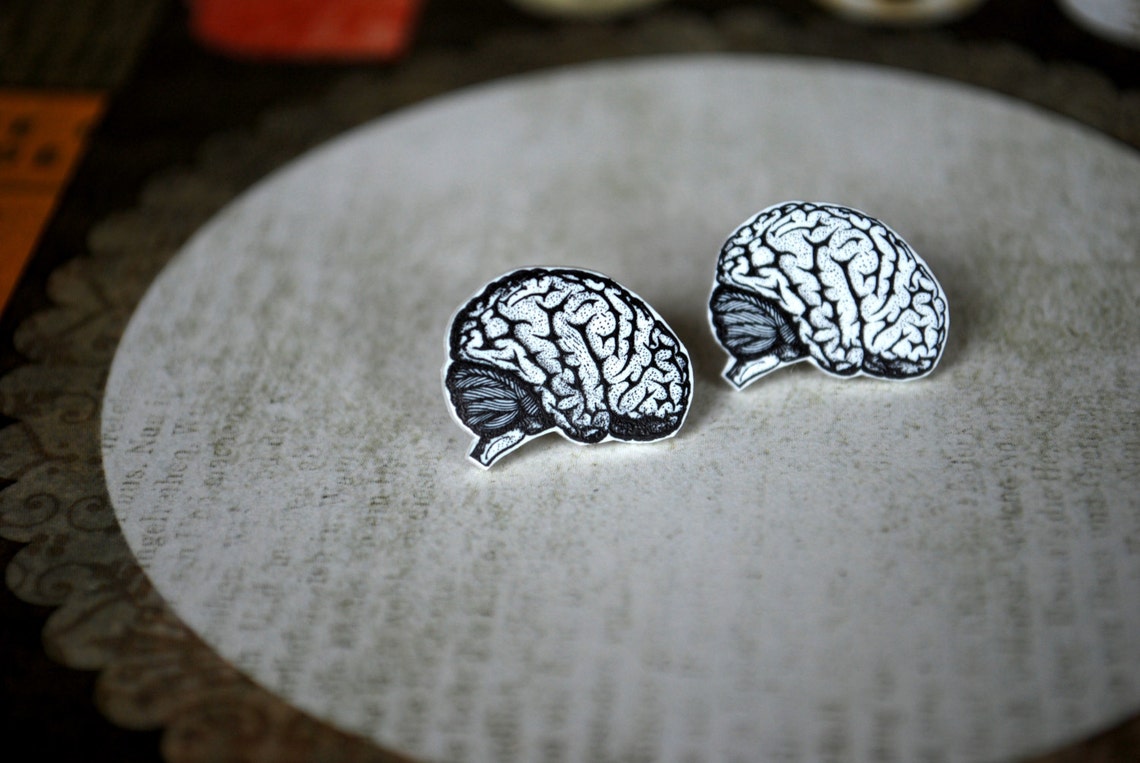 Brain Earrings -- Brain Studs, Nurse Earrings, Nurse Studs, RN - Etsy