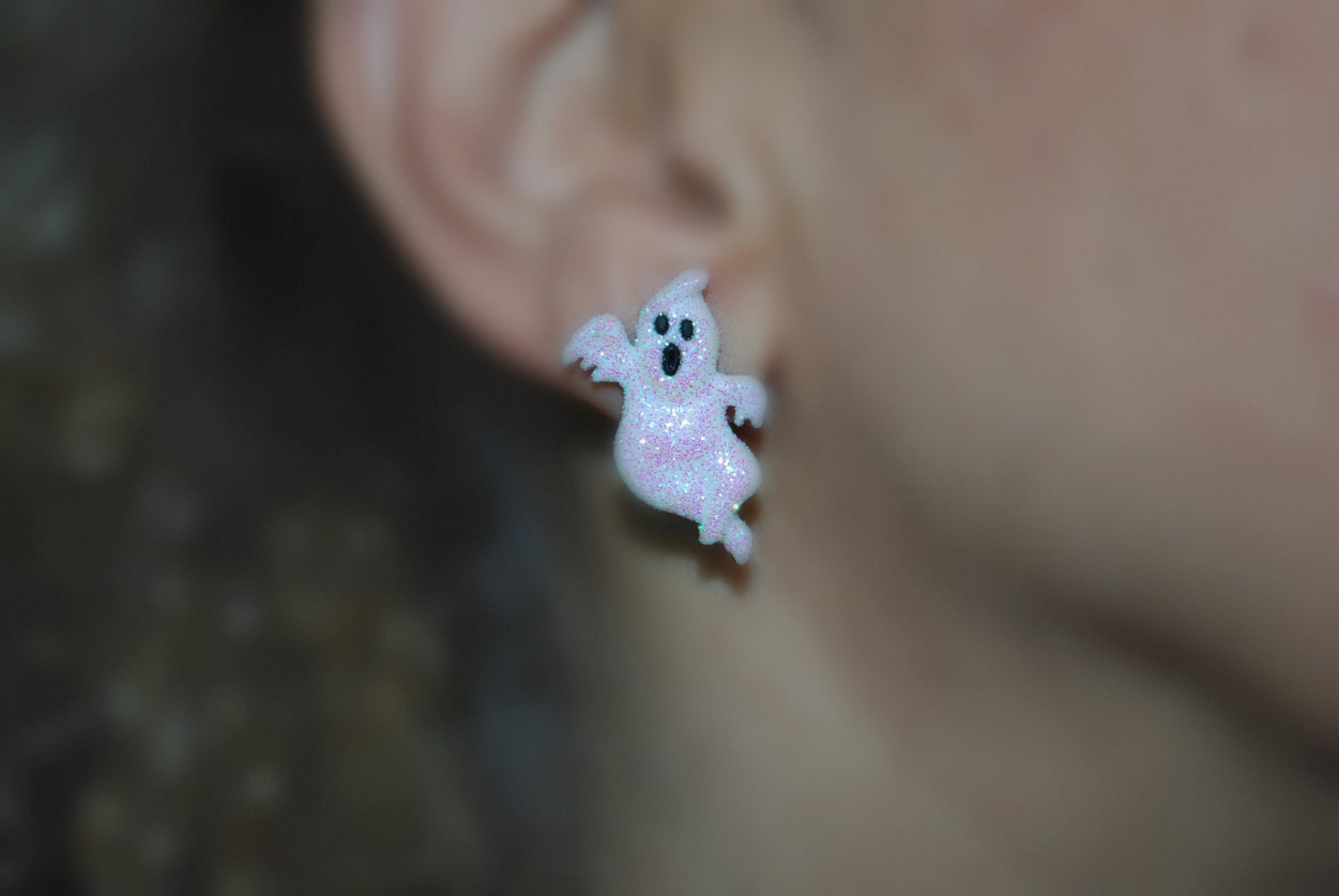 Ghost Earrings Ghost Studs, Boo White Ghost Studs, Halloween Earrings ...