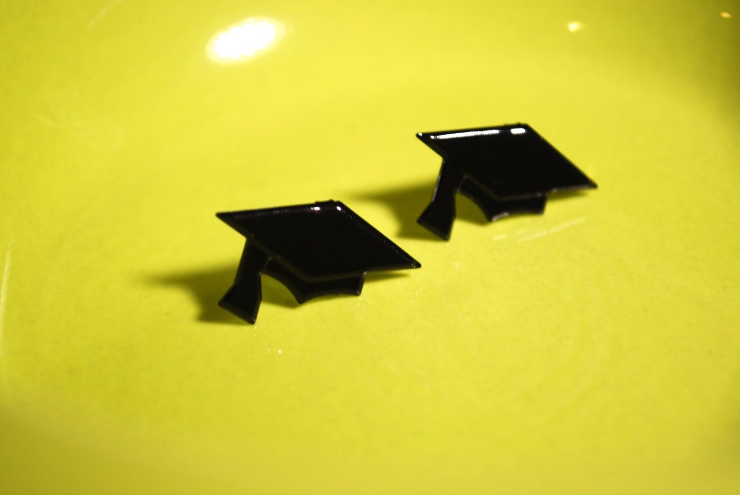 Graduation Cap Earrings Studs Black Hats Silver - Etsy