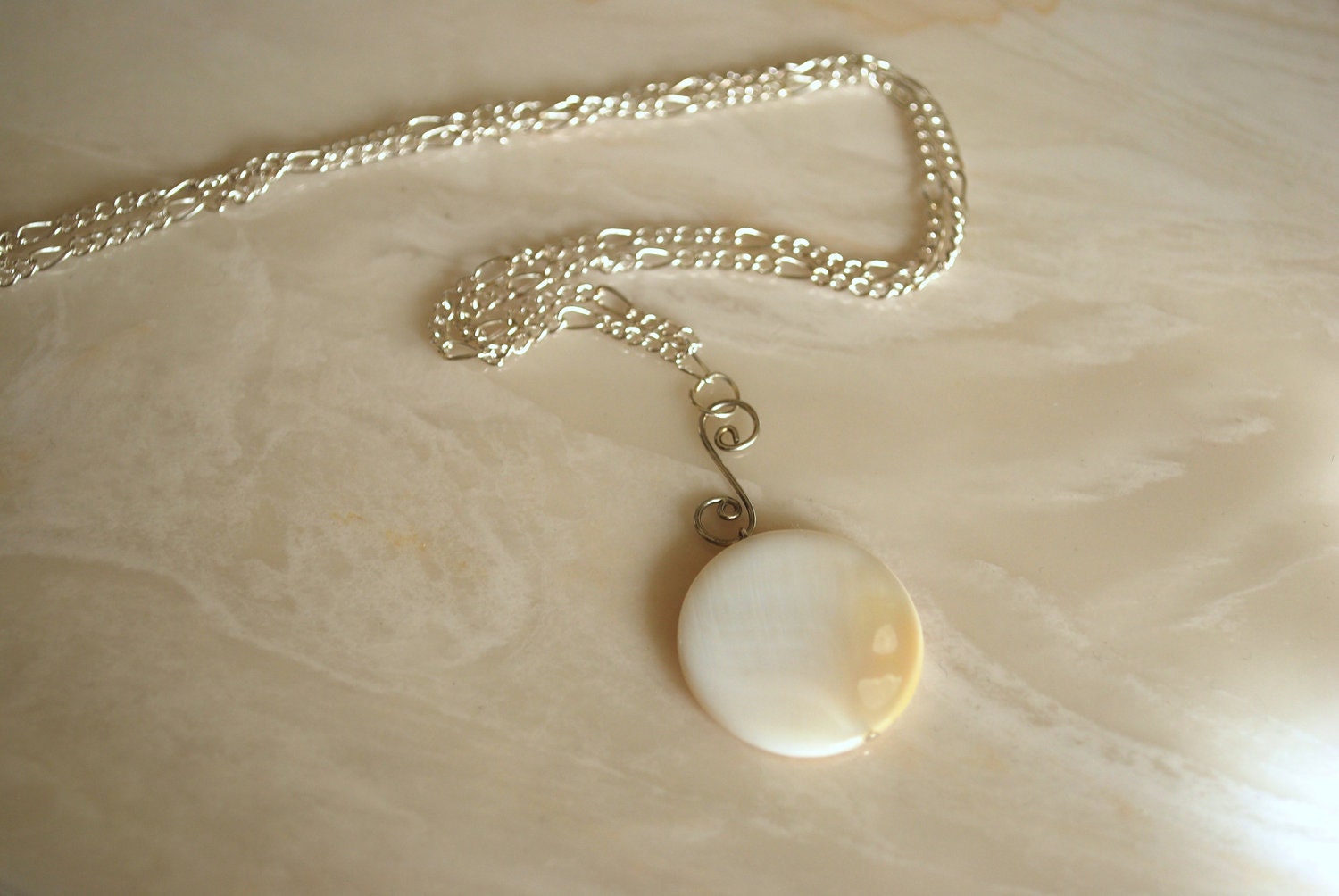 Silver Shell Necklace White Shell Silver Spiral Silver | Etsy