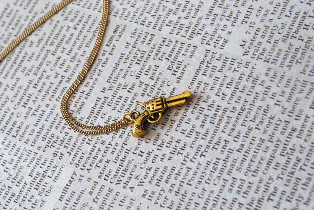 Gun Necklace -- Revolver Pistol Necklace, Gold or Silver Gun Necklace ...