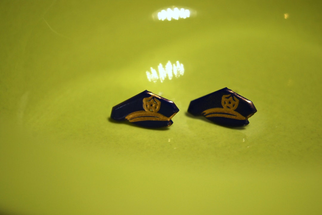Police Hat Earrings -- Police Hat Studs, Silver - Etsy