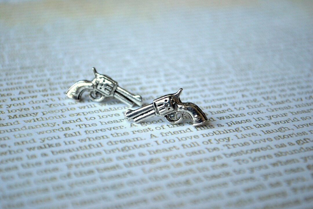 Gun Studs -- Revolver Pistol Earrings, Gun Earrings - Etsy