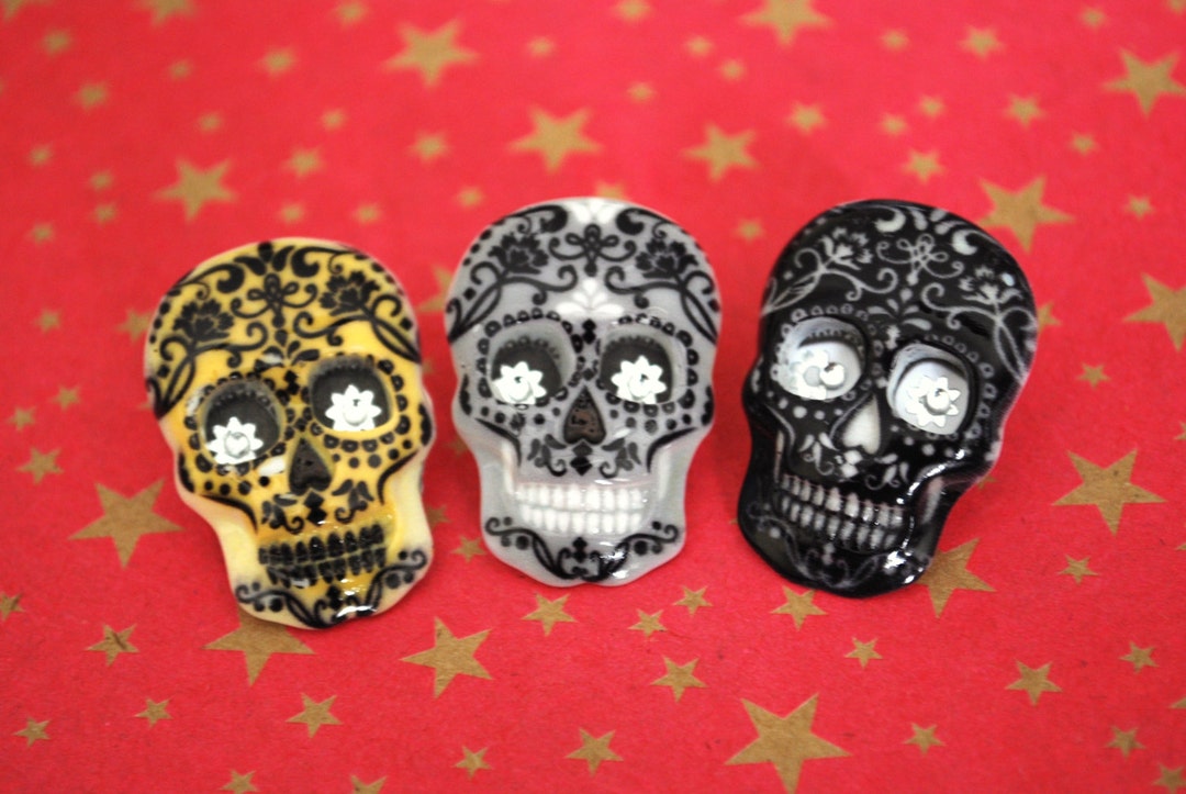 Day of the Dead Earrings -- Skull Earrings, Skull Studs, Day of the ...