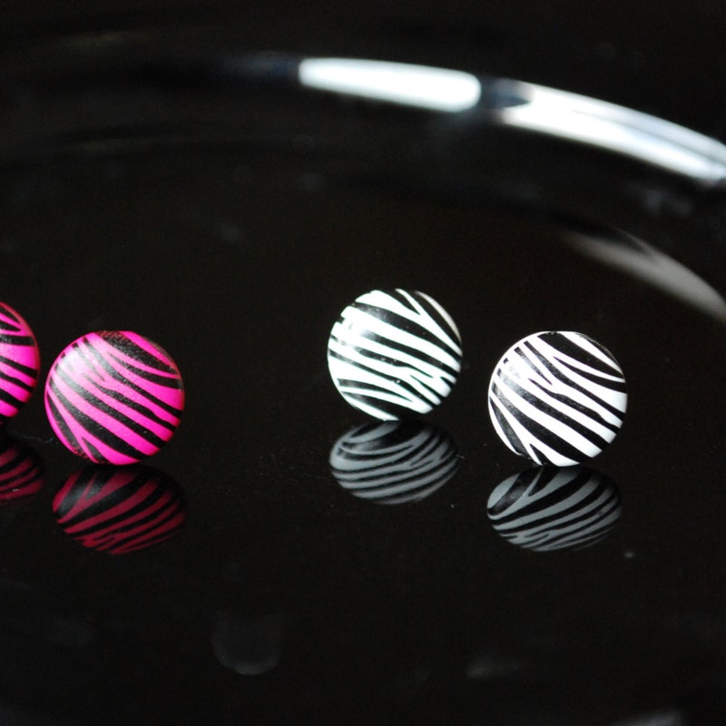 Zebra Stud Earrings - Etsy