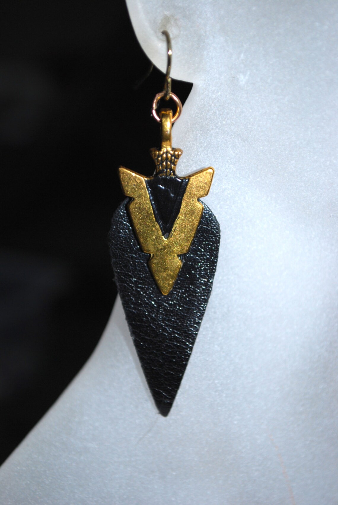 Black Gold Earrings Tribal Black and Gold Leather Gold | Etsy