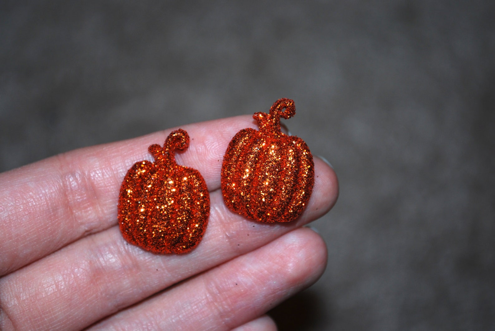 Pumpkin Earrings -- Glittery Pumpkin Studs, White Pumpkin Earrings ...