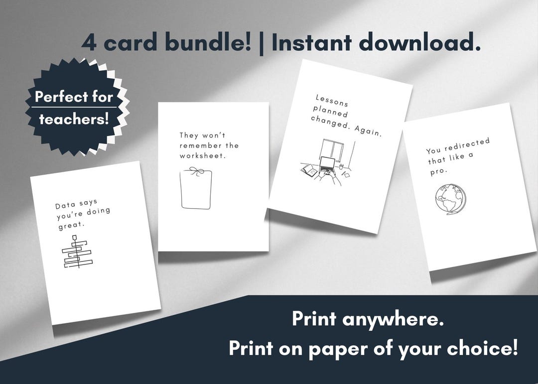 Teacher Encouragement Cards | 4 Card Bundle | Instant Download ...