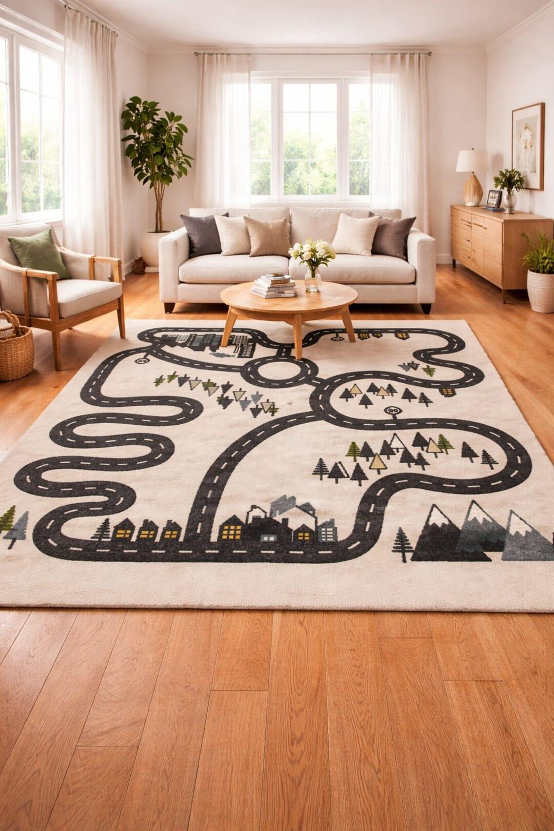 12x12 Kids Road Map Play Rug, Car Track Play Mat, Educational Kids ...