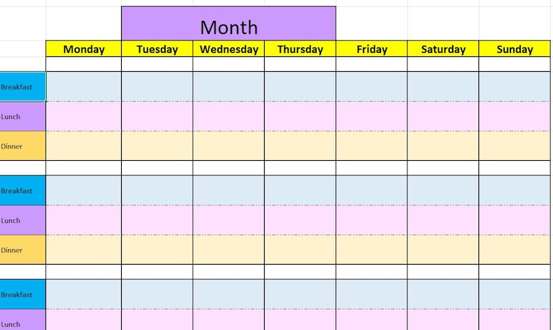 Excel Meal Planner- Random Meal Generator | Protein-based Weekly ...