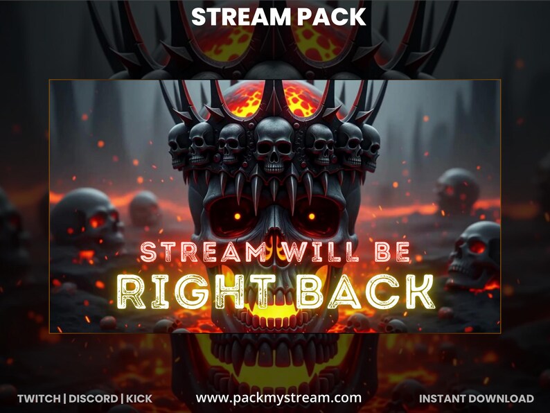 Dark Skull Crown Stream Overlay Pack Animated | Fire Lava Twitch ...