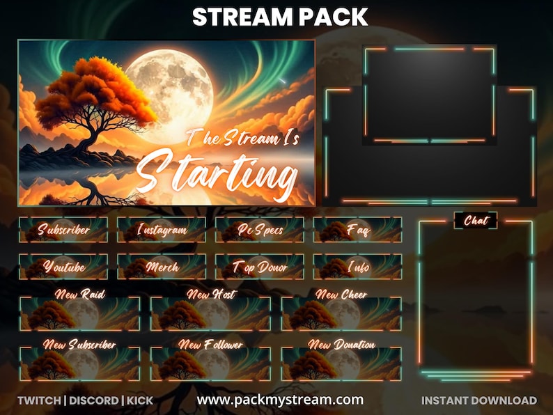 Moonlight Landscape Stream Overlay Pack | Animated Nature Screens ...