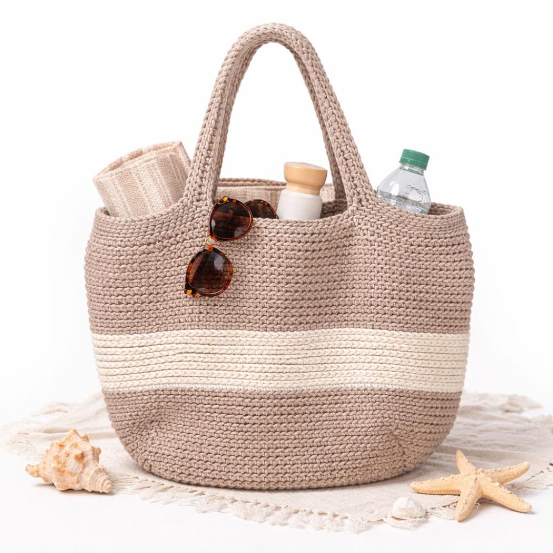 Handmade Tote , Neutral Beach Bag, Boho Market Tote, Large Crochet ...