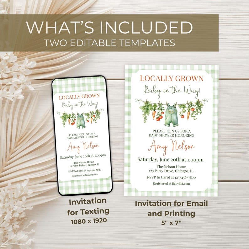 Locally Grown Baby Shower Invitation Template: Farmers Market Design ...