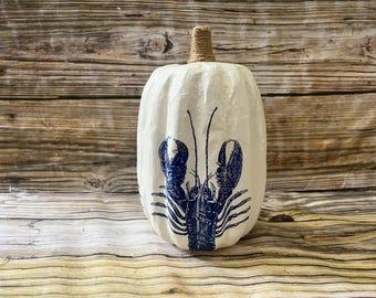Coastal Large Beach Decoupage Pumpkin, Fall Beach Pumpkin for ...