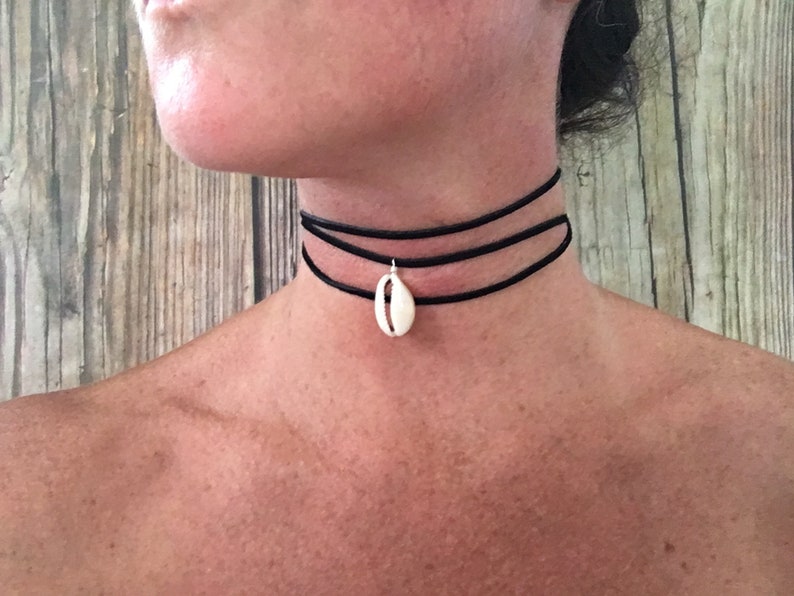 Wrap Suede Seashell Choker Necklace Beach Seashell Choker | Etsy