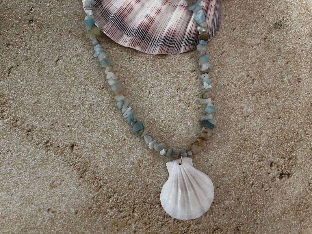 Natural White Seashell Chunky Necklace, Boho Beach Seashell Necklace ...