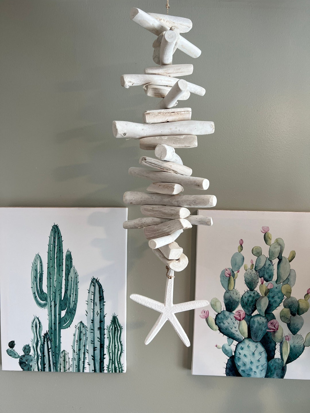 Coastal White Driftwood Garland Stand, Coastal White Home Decoration ...