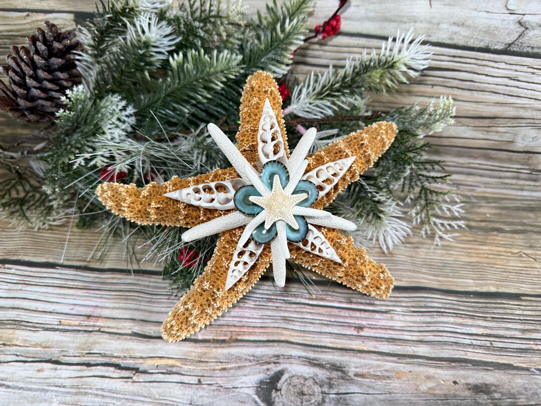 Starfish and Seashell Christmas Tree Topper: Coastal Holiday Decor - Etsy