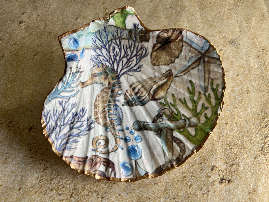 Coastal Treasure Shell Ring Dish, Treasure Hunt Print Bridal Shower ...