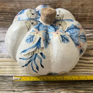 Coastal Large Beach Decoupage Pumpkin, Fall Beach Pumpkin for ...