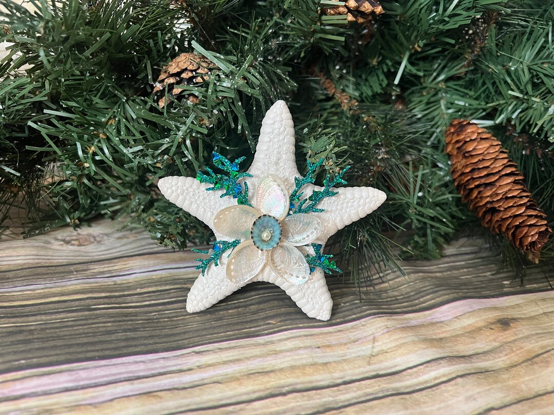 Mini 4 Inch Starfish Christmas Tree Topper, Starfish Table Top Mini ...