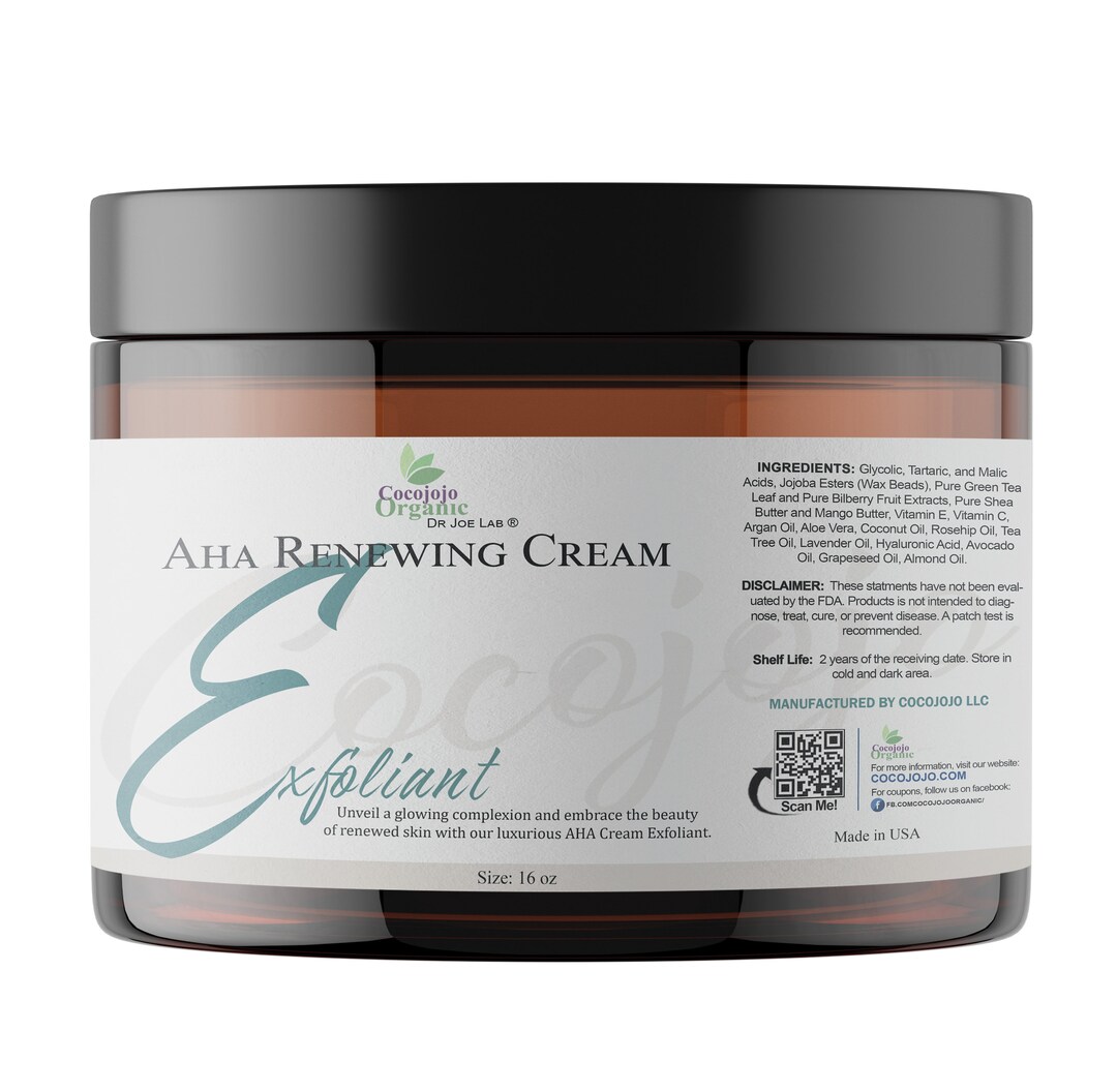 16 Oz Aha Cream Exfoliant: Pure, Non-gmo, Vegan, Cosmetic Formulation ...