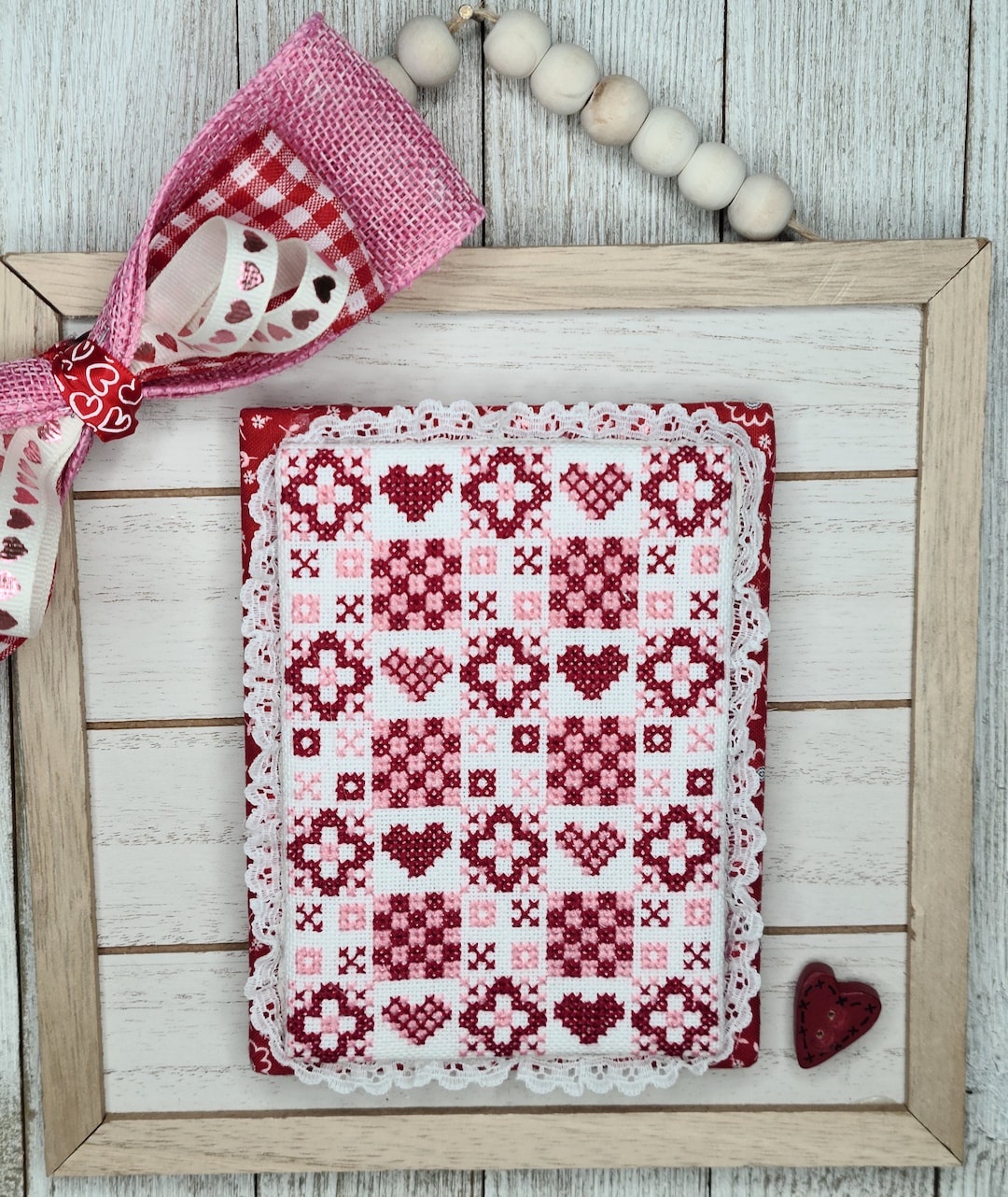 February Mini Quilt Cross Stitch Chart PDF, Heart Cross Stitch, Quilt ...