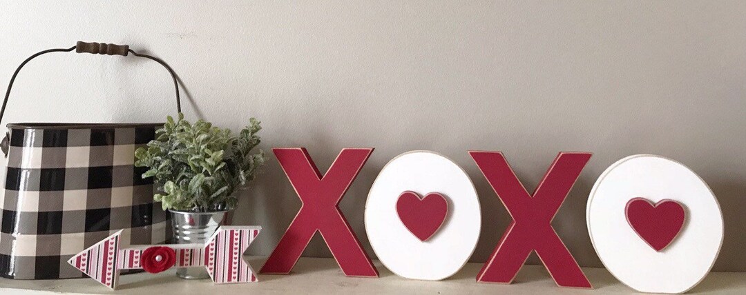 XOXO Wood Block Set: Valentine's Day Mantel Decor - Etsy