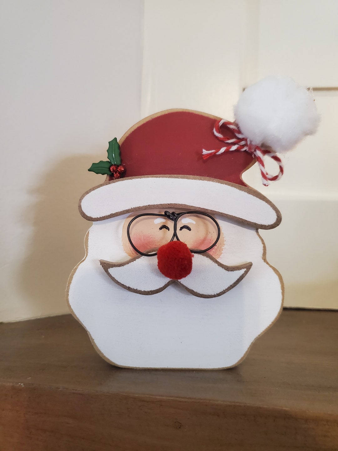 Santa Claus ** NEW ** Wood Decor for Mantle or Tier Tray Christmas ...