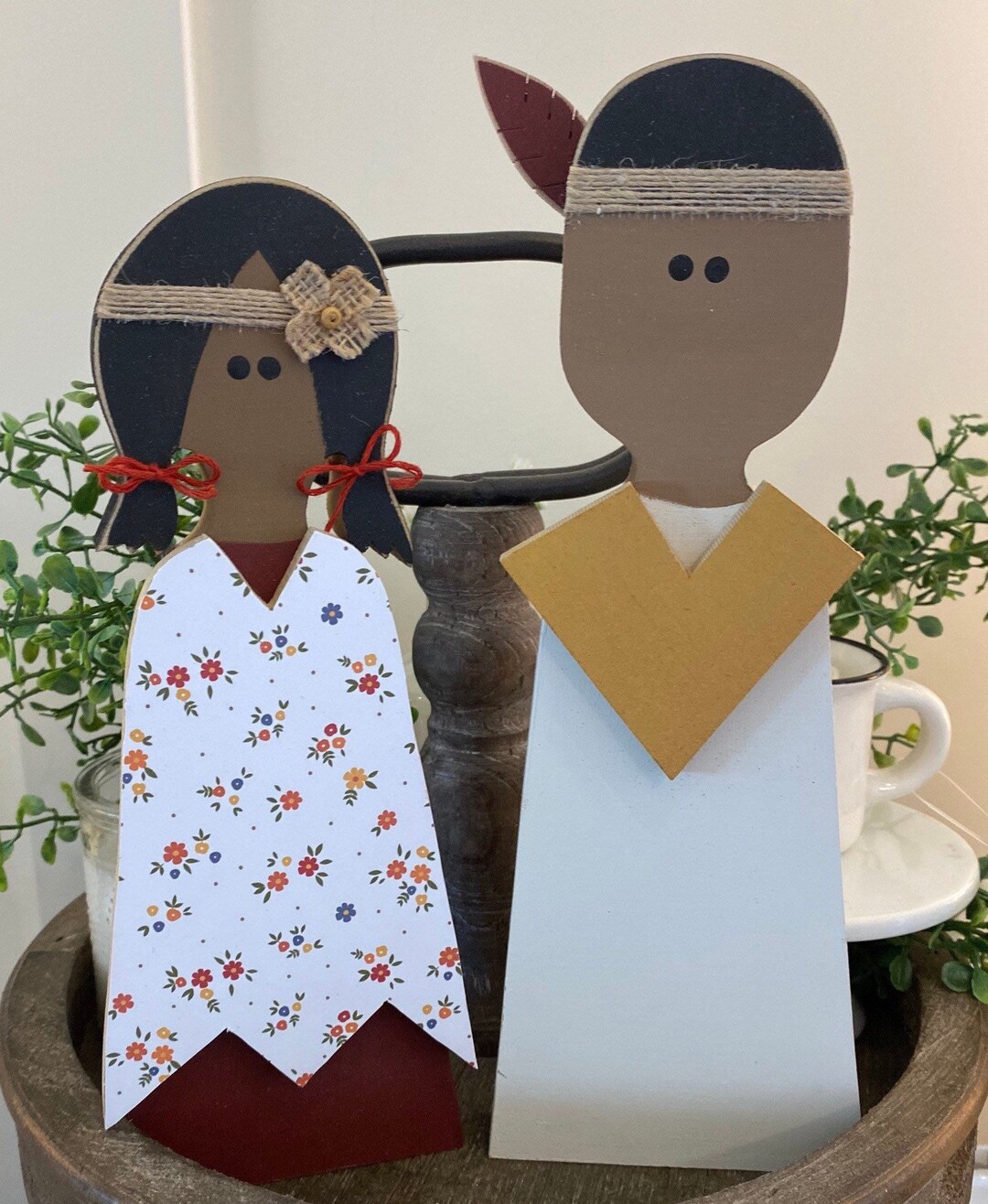 Wood Native American Set Indians Fall Decor Thanksgiving - Etsy