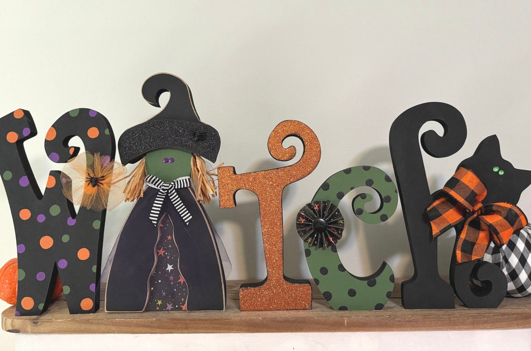 Halloween Witch Wood Letters, Blocks, Seasonal, Holiday, Shelf, Mantel ...
