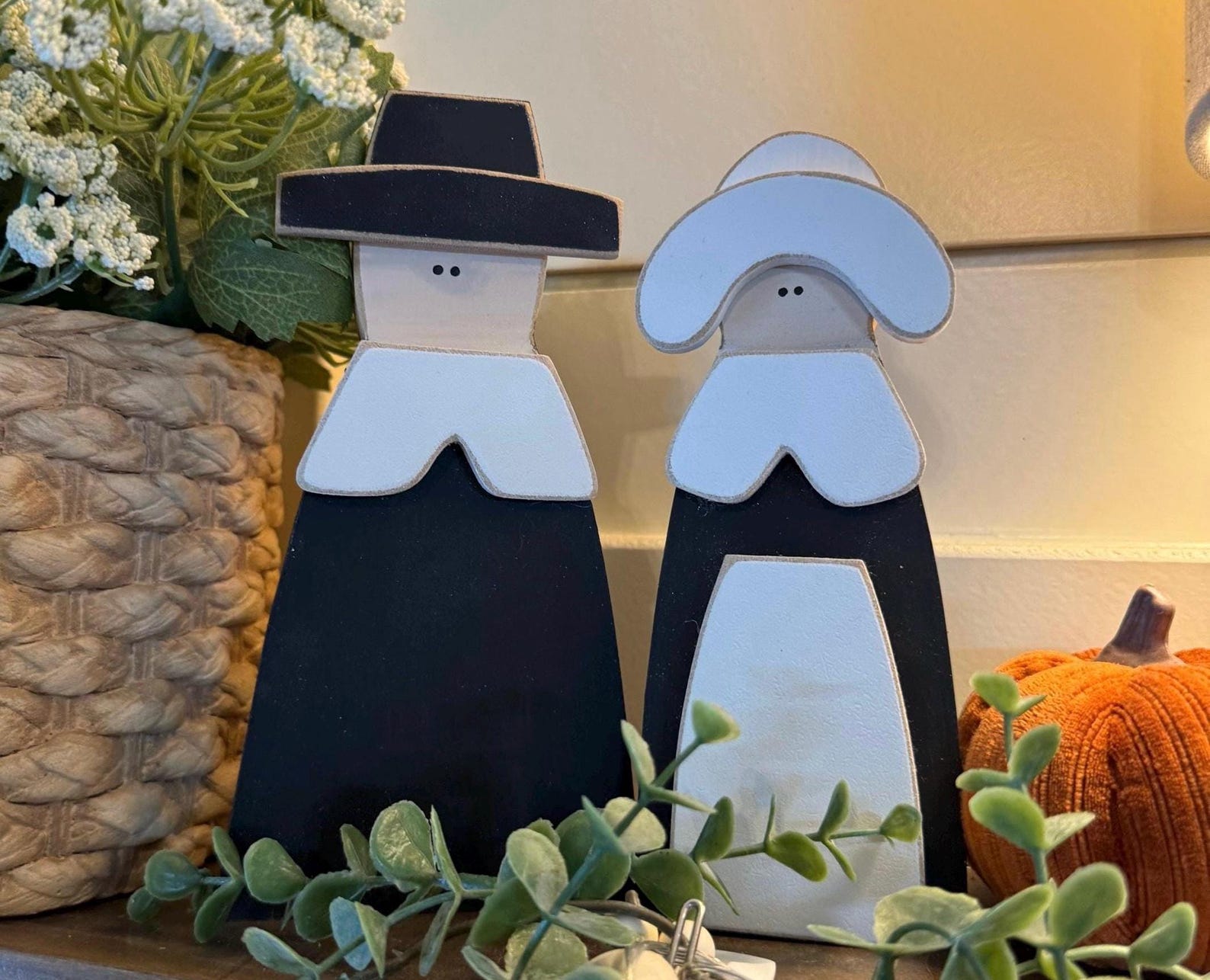 Handmade Thanksgiving Pilgrim Set: 7" Fall Decor - Etsy