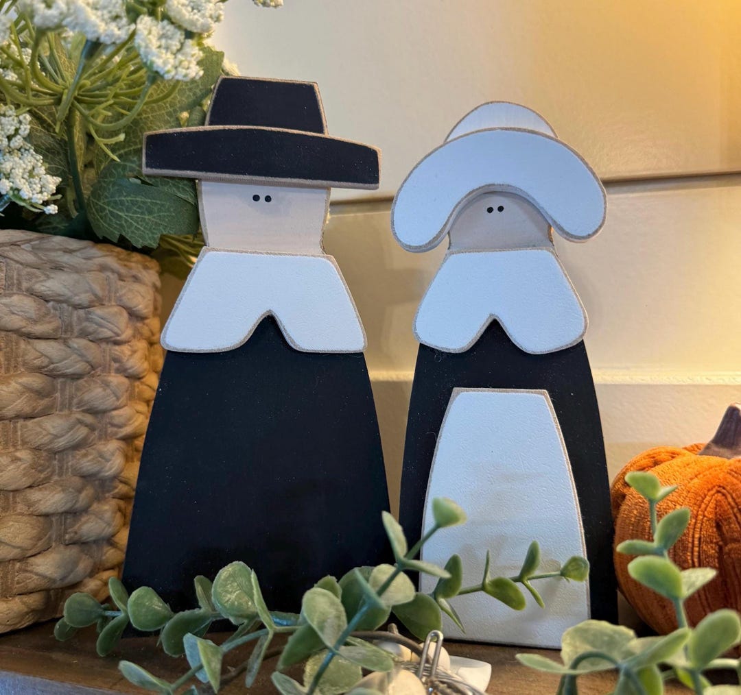 Handmade Thanksgiving Pilgrim Set: 7" Fall Decor - Etsy