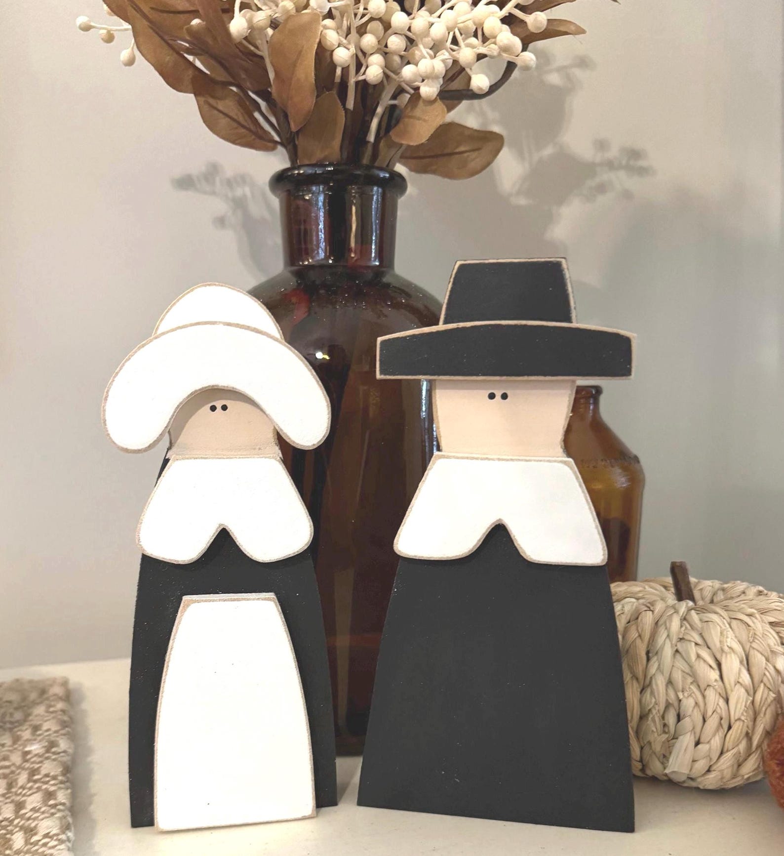 Handmade Thanksgiving Pilgrim Set: 7" Fall Decor - Etsy