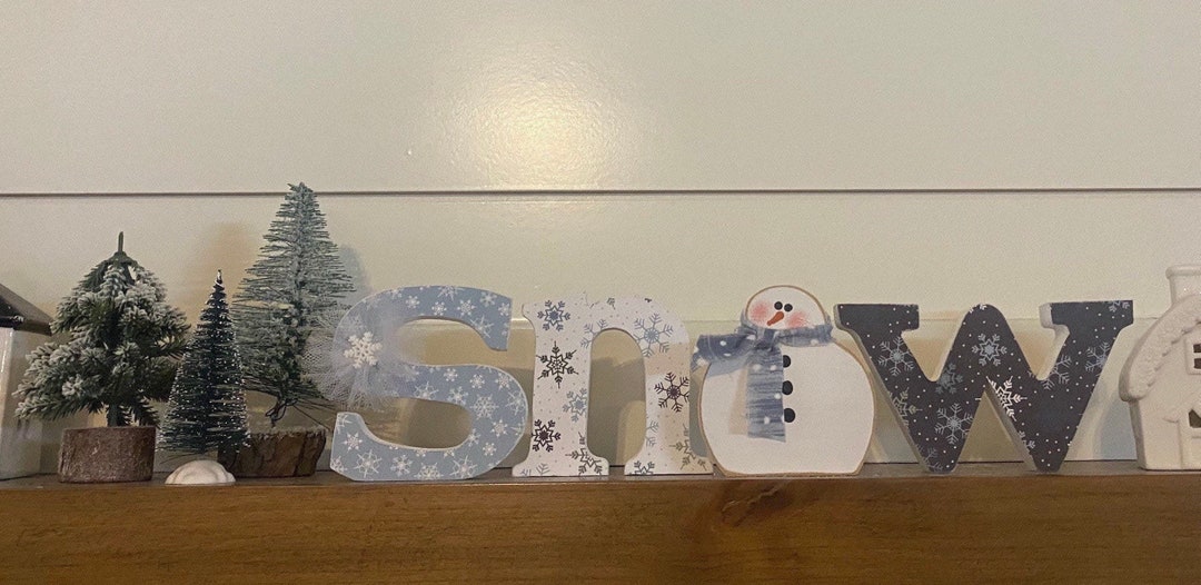 Wood Snowman Letter Set: Winter Mantle Decor (4 Inches) - Etsy