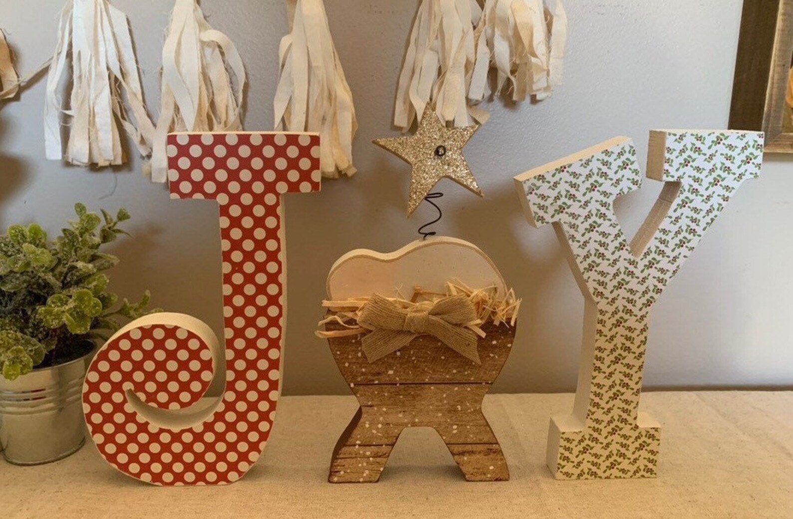 Christmas Joy Letter Set Wood Blocks Manger Baby Jesus Holiday - Etsy