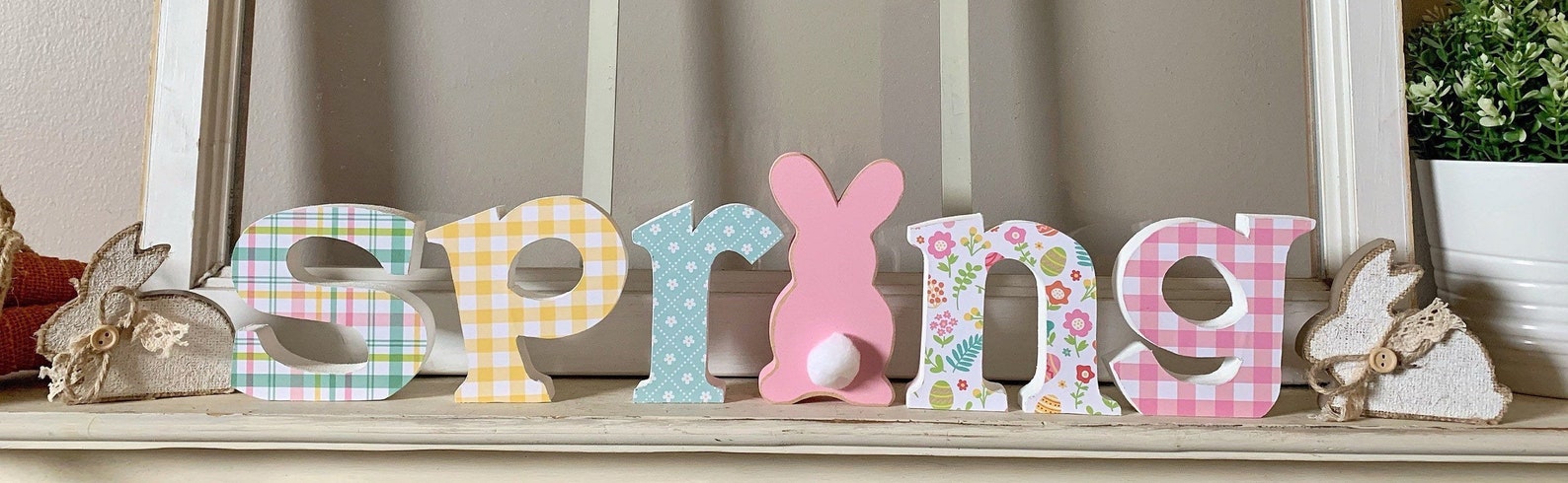 Spring Decor Easter Decor Spring Wood Blocks Spring Letter - Etsy