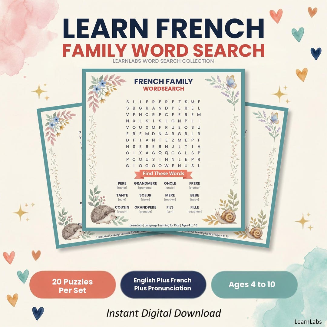 French Family Word Search Printable – Language Learning Activity (PDF ...