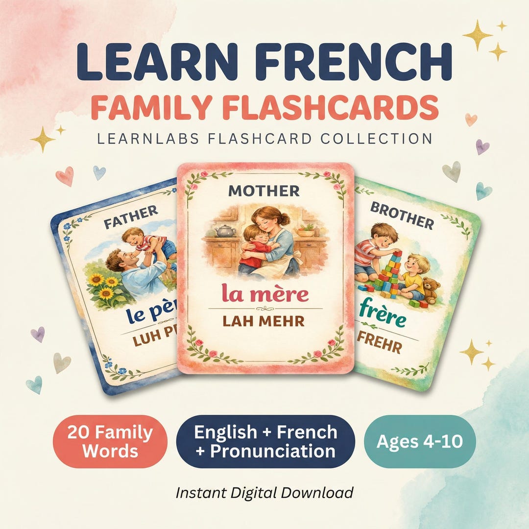 French Family Flashcards – Printable Vocabulary Cards for Kids (digital ...
