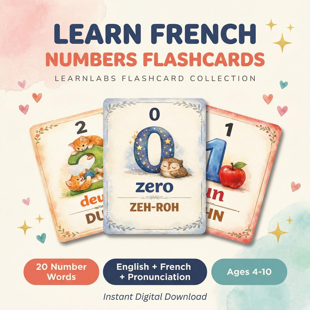 French Numbers 1-20 Flashcards – Printable Bilingual Education PDF ...