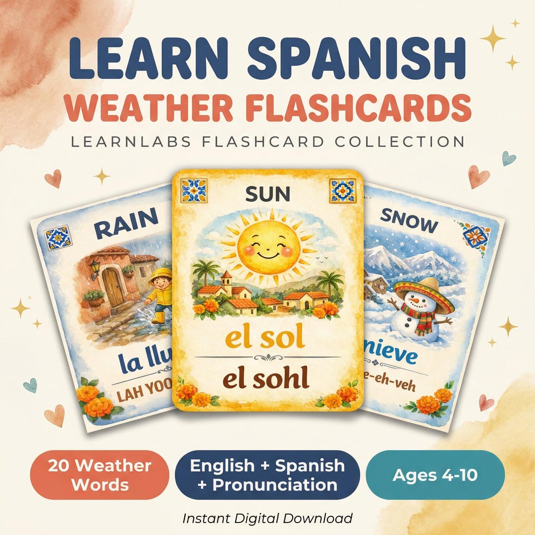 Spanish Weather Flashcards for Kids – Bilingual Vocabulary Learning ...