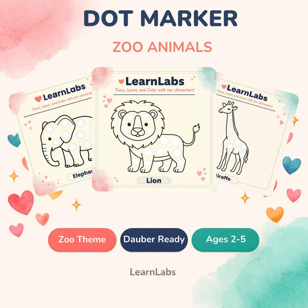 Zoo Animals Dot Marker Activity Pages for Toddlers (digital Download ...
